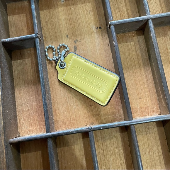 Coach | Accessories | Coach Yellow Leather Silver Key Fob | Poshmark